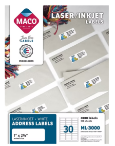MACO ML-3000 Laser/Ink Jet White Address Labels – Econo Office & School ...