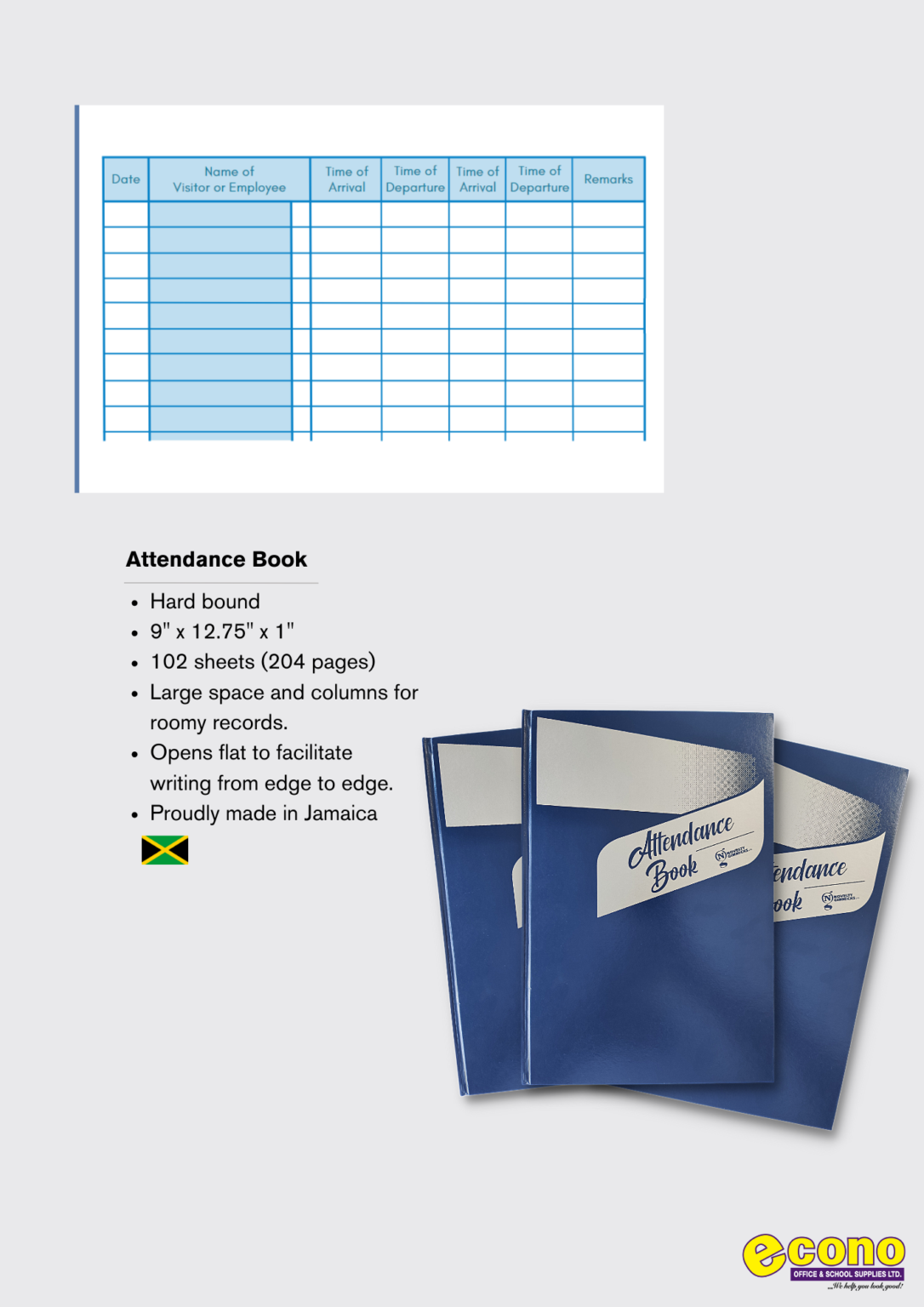 Attendance Book/Register – Econo Office & School Supplies Ltd
