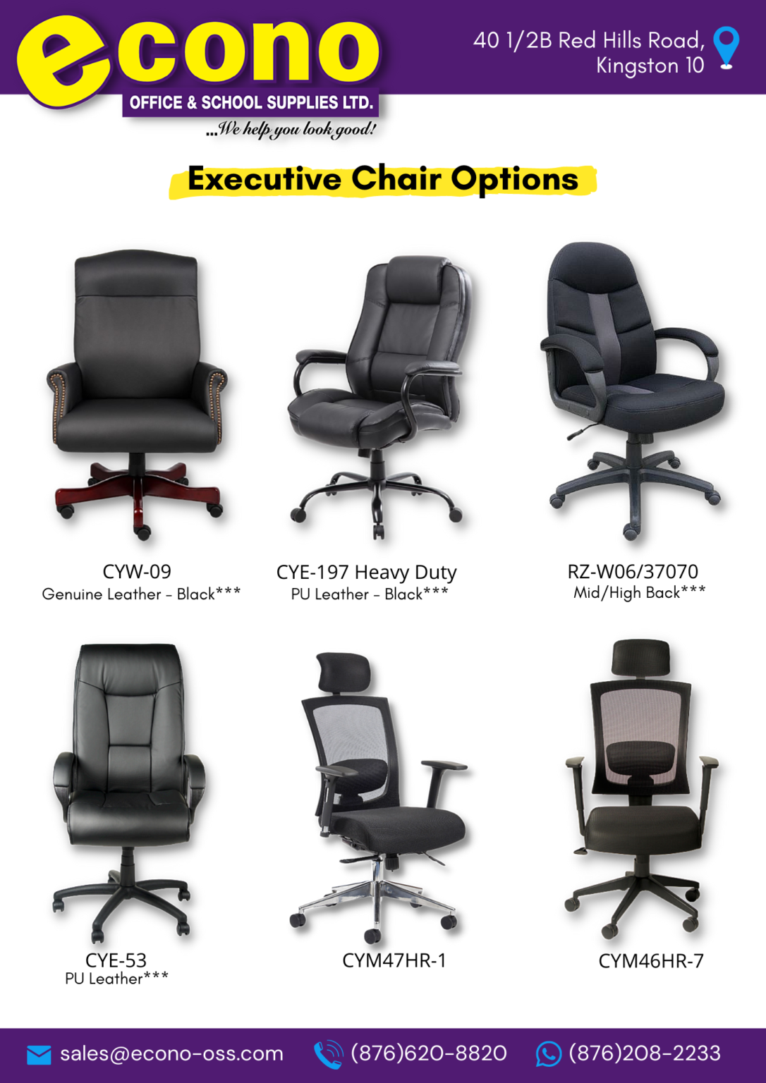 CYM47HR-1 Executive Mesh Chair with Head Rest – Econo Office & School ...