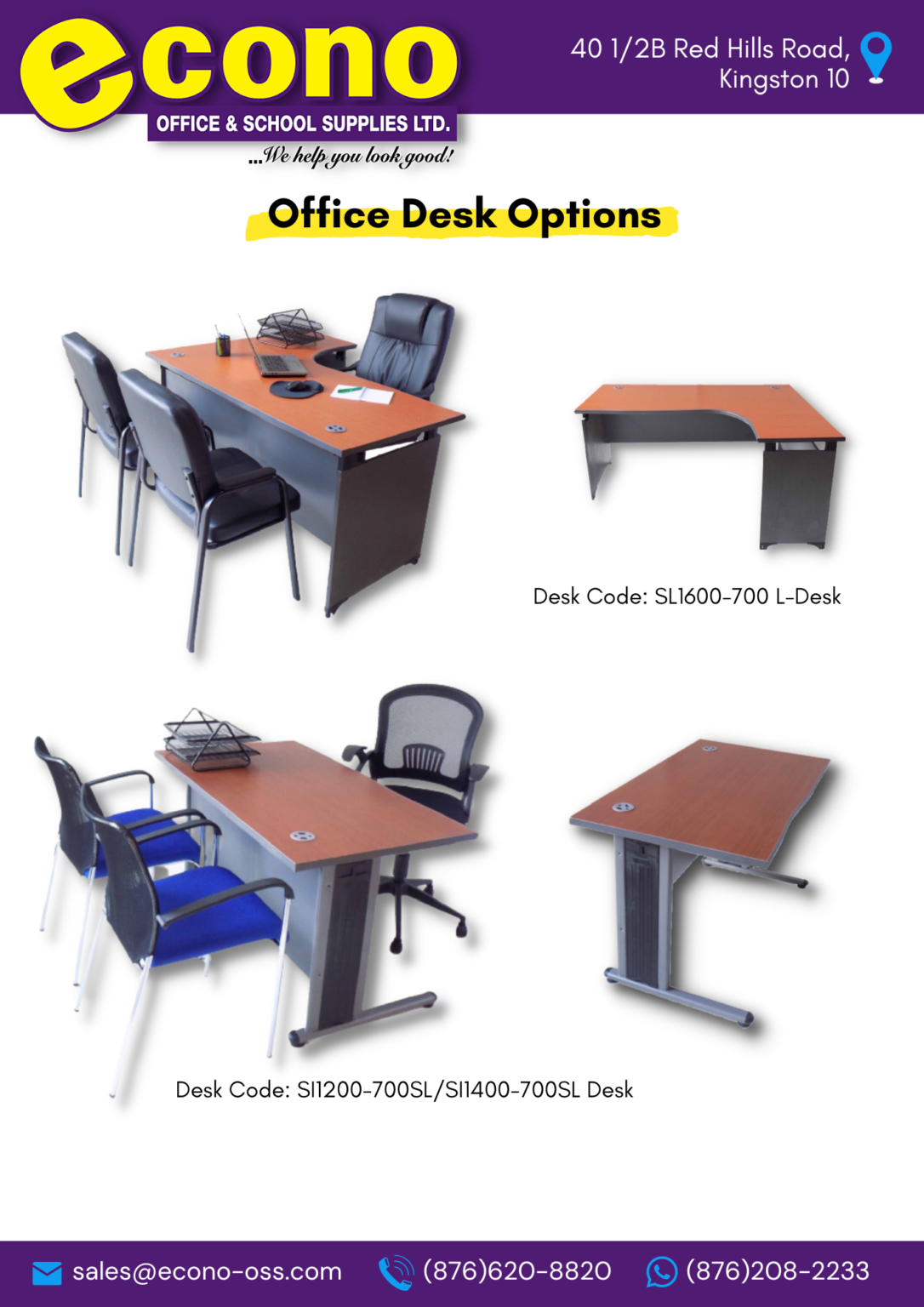 48″ Metal Office Desk – Mahogany – Econo Office & School Supplies Ltd
